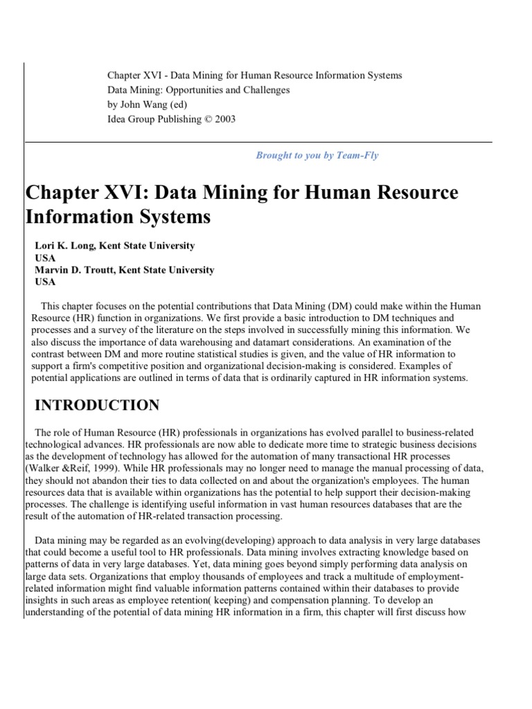 Apply Data Mining in HR | PDF | Data Mining | Regression Analysis