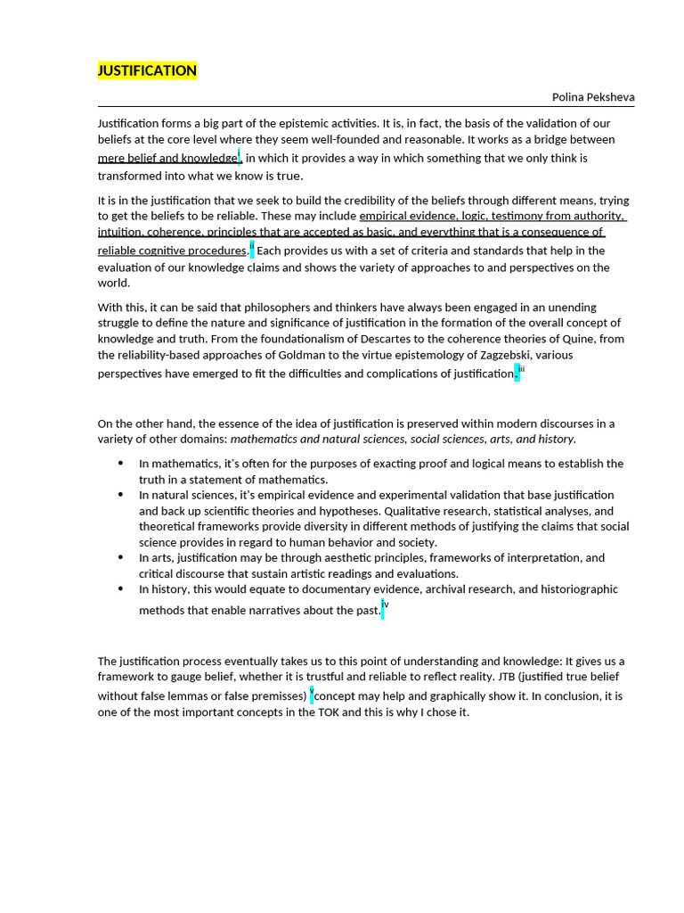 Concept of Justification | PDF