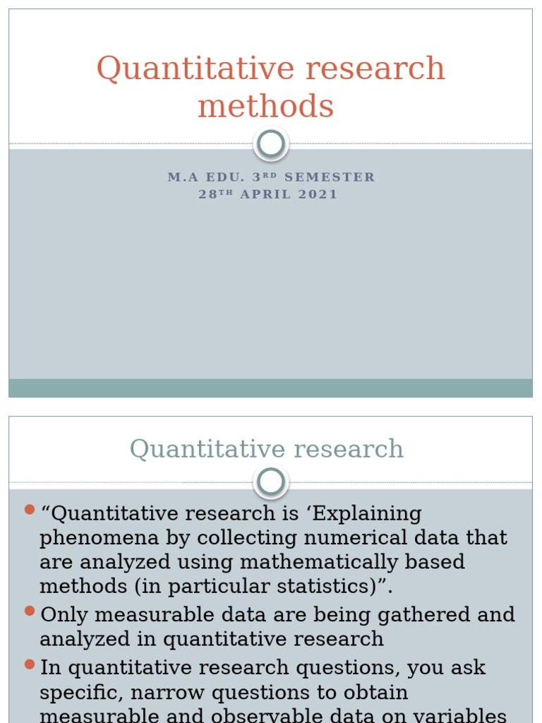 Quantitative Research Methods Overview | PDF | Sampling (Statistics ...