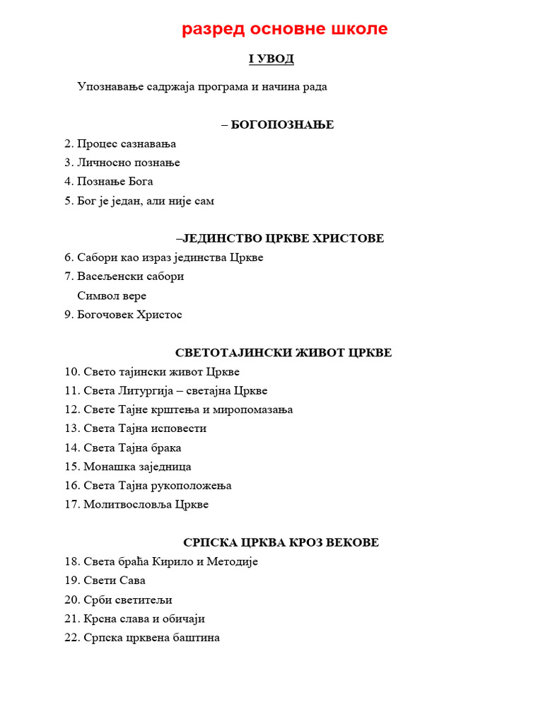 Razred Verska Nastava | PDF