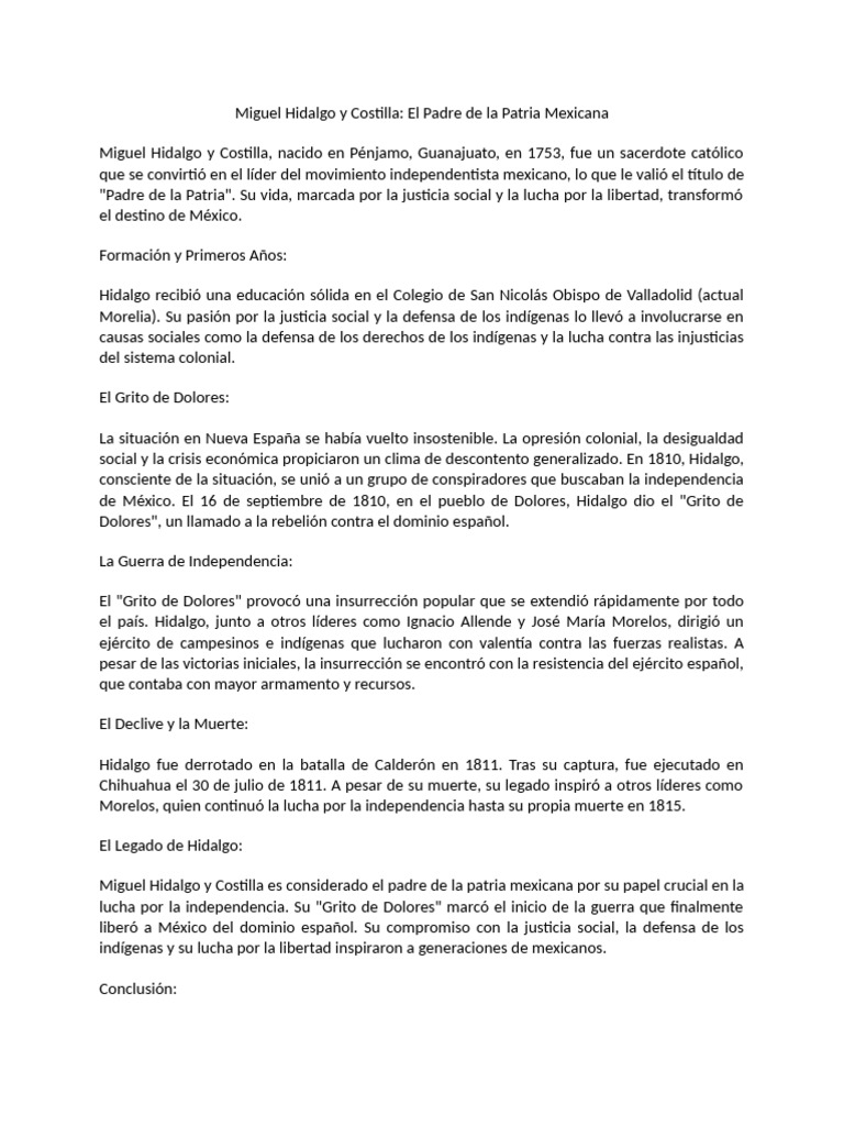 Miguel Hidalgo y Costilla | PDF | México | Nueva españa