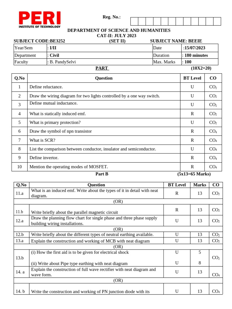 BE3252 - Set 2 | PDF