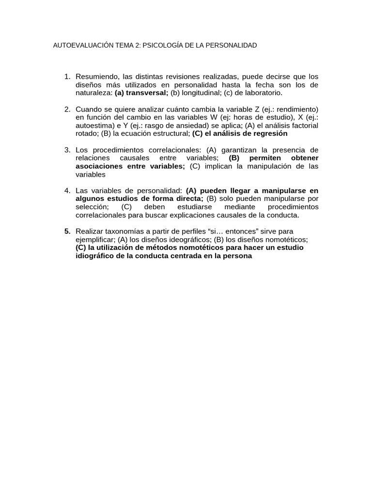 Autoevaluación Tema 2 | PDF