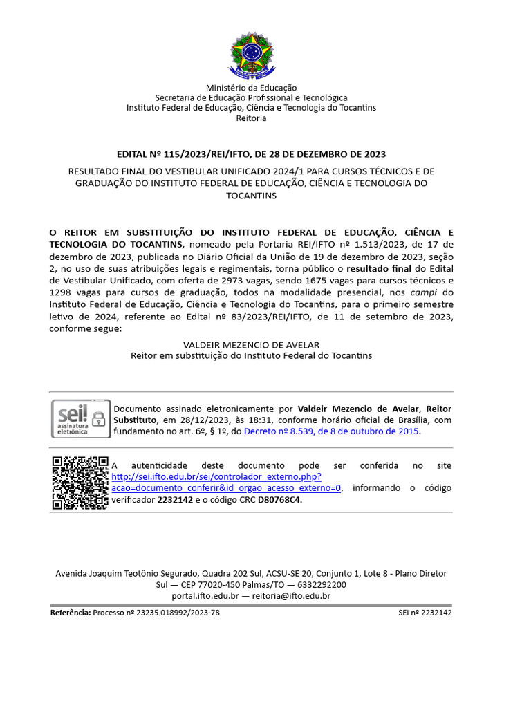 Resultado Final Medio Assinado | PDF
