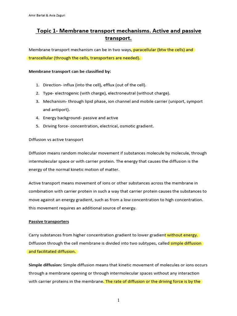 Physio Final Topics - Amir Bartal | PDF