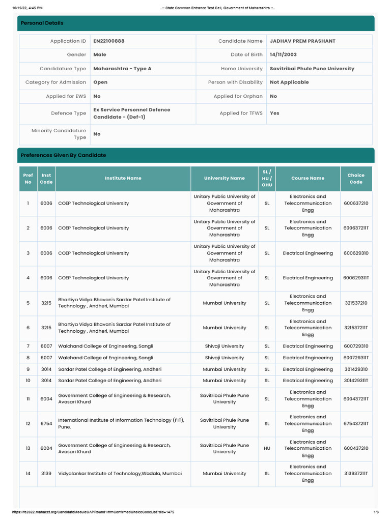 Colleges List Filled With Names | PDF