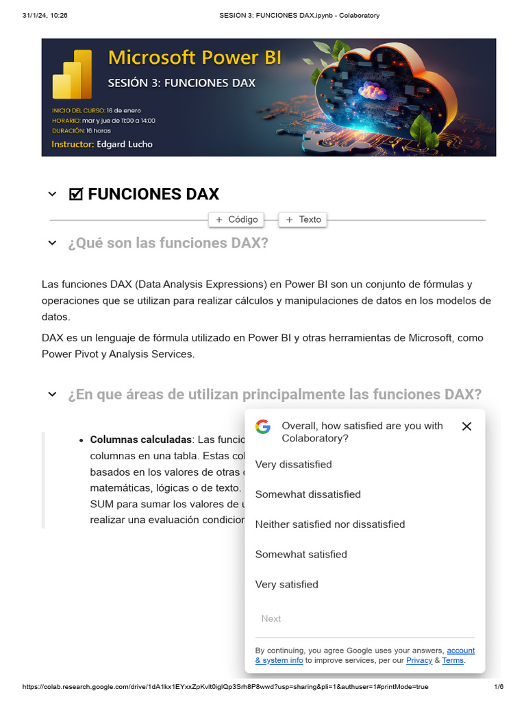 SESIÓN 3_ FUNCIONES DAX.ipynb - Colaboratory | PDF