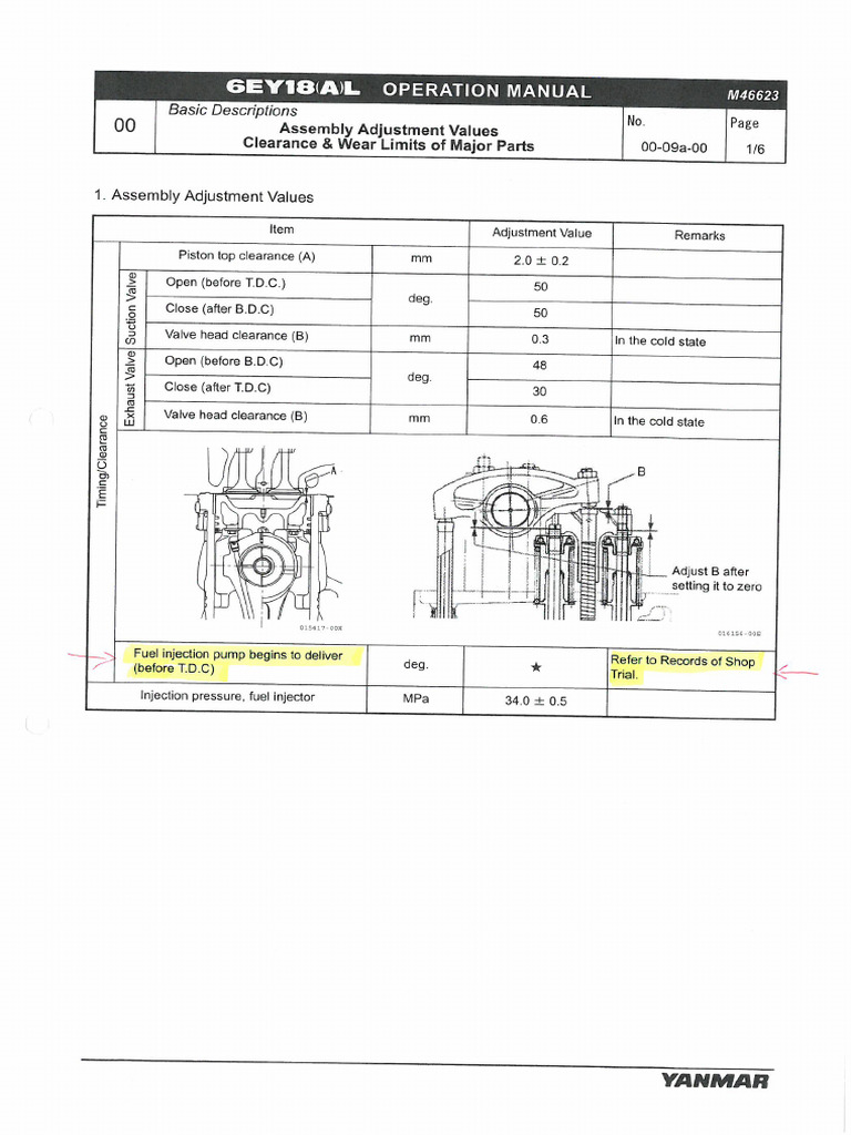 Yanmar 6EY18 Timing | PDF