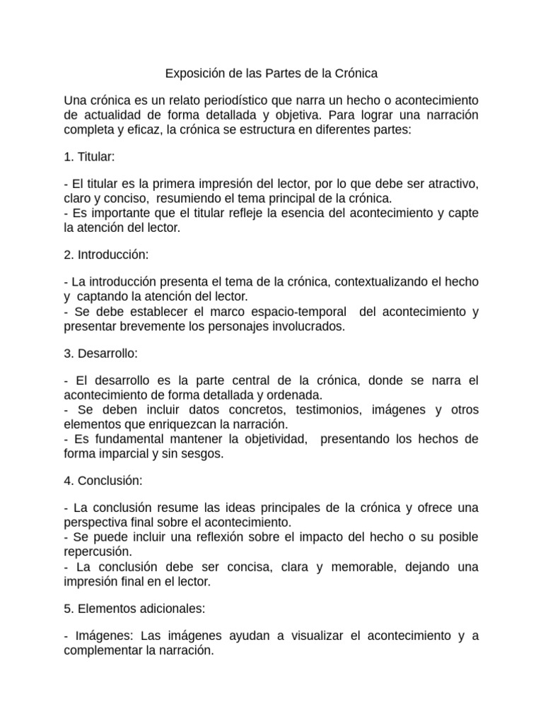Exposición de Las Partes de La Crónica | PDF