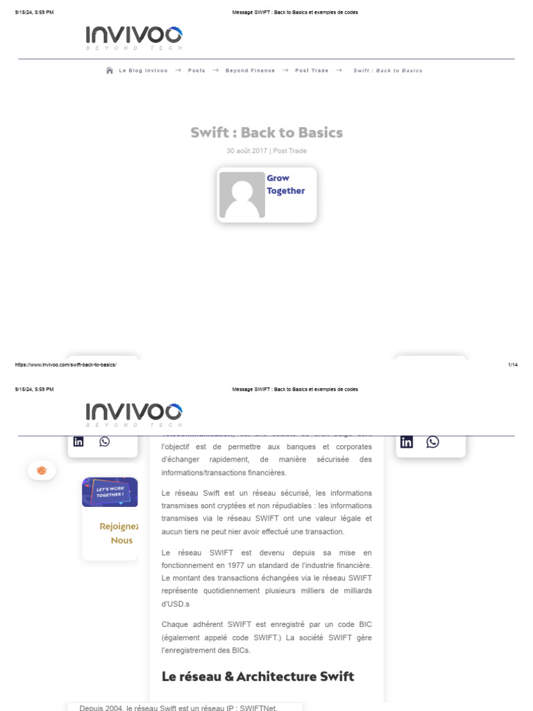 Message SWIFT - Back To Basics Et Exemples de Codes | PDF
