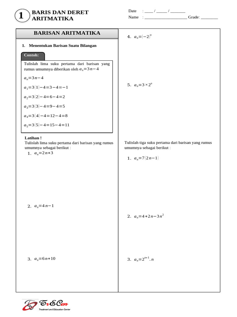 Baris Dan Deret Aritmatika | PDF