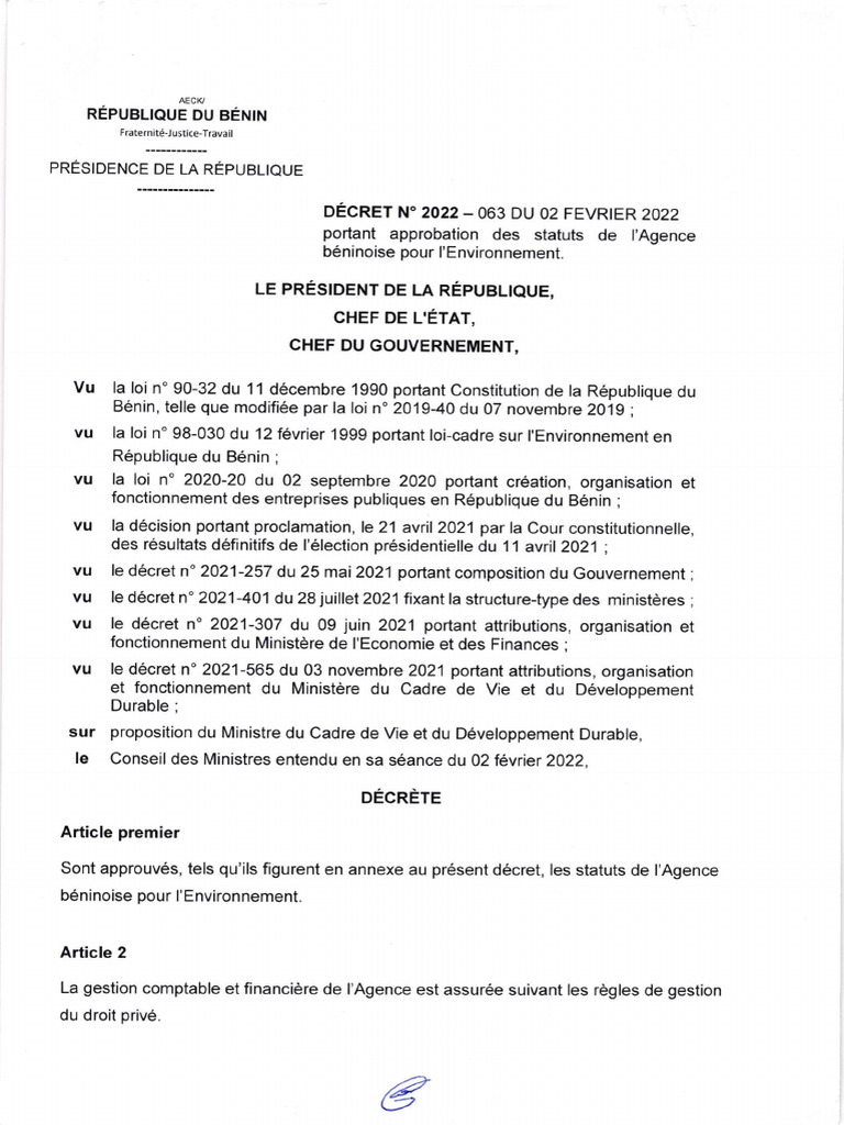 Decret 2022 063 | PDF