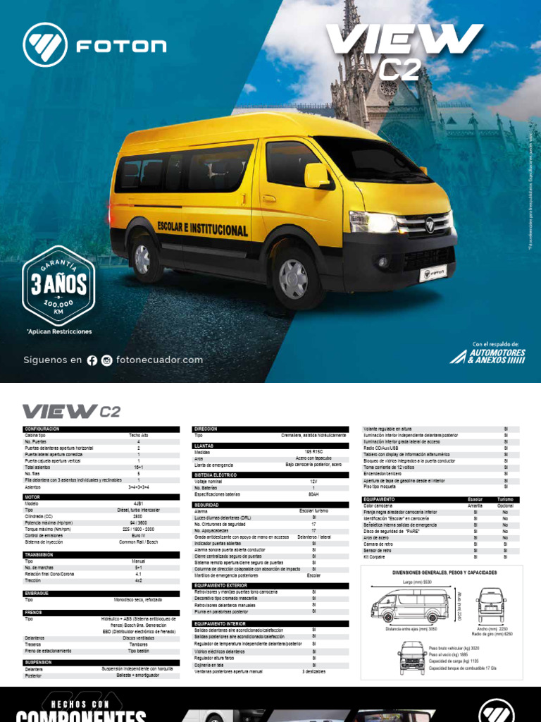 Foton Ficha Tecnica Vans c2 2022 | PDF