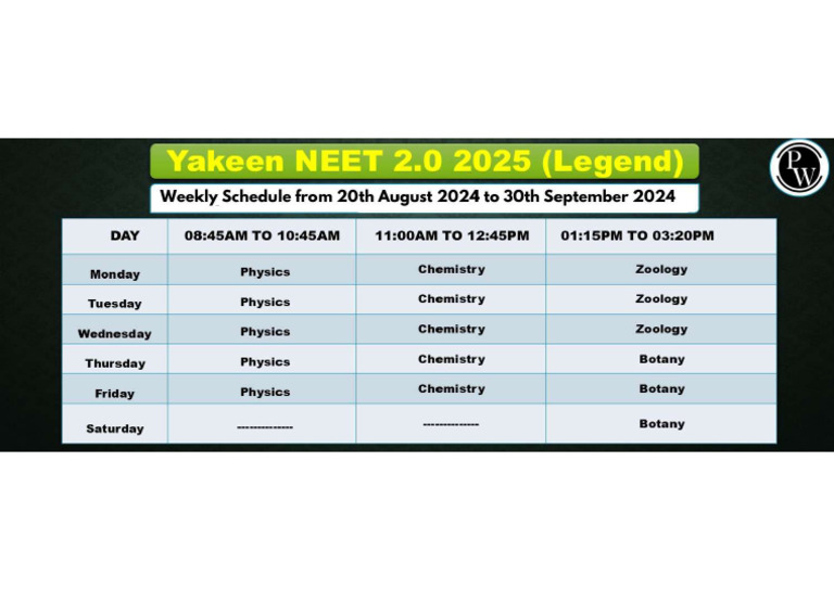 Updated Class Schedule (Legend) - 20th August To 30th September 2024 ...