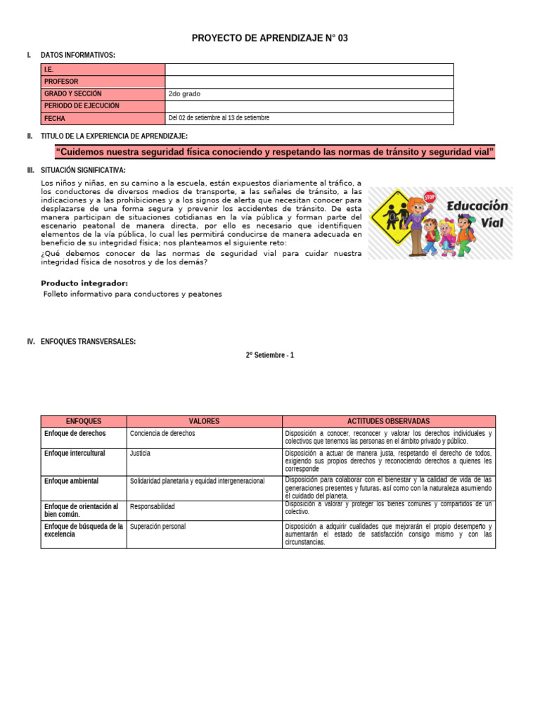 2° Grado - Proyecto de Aprendizaje N°03 | PDF