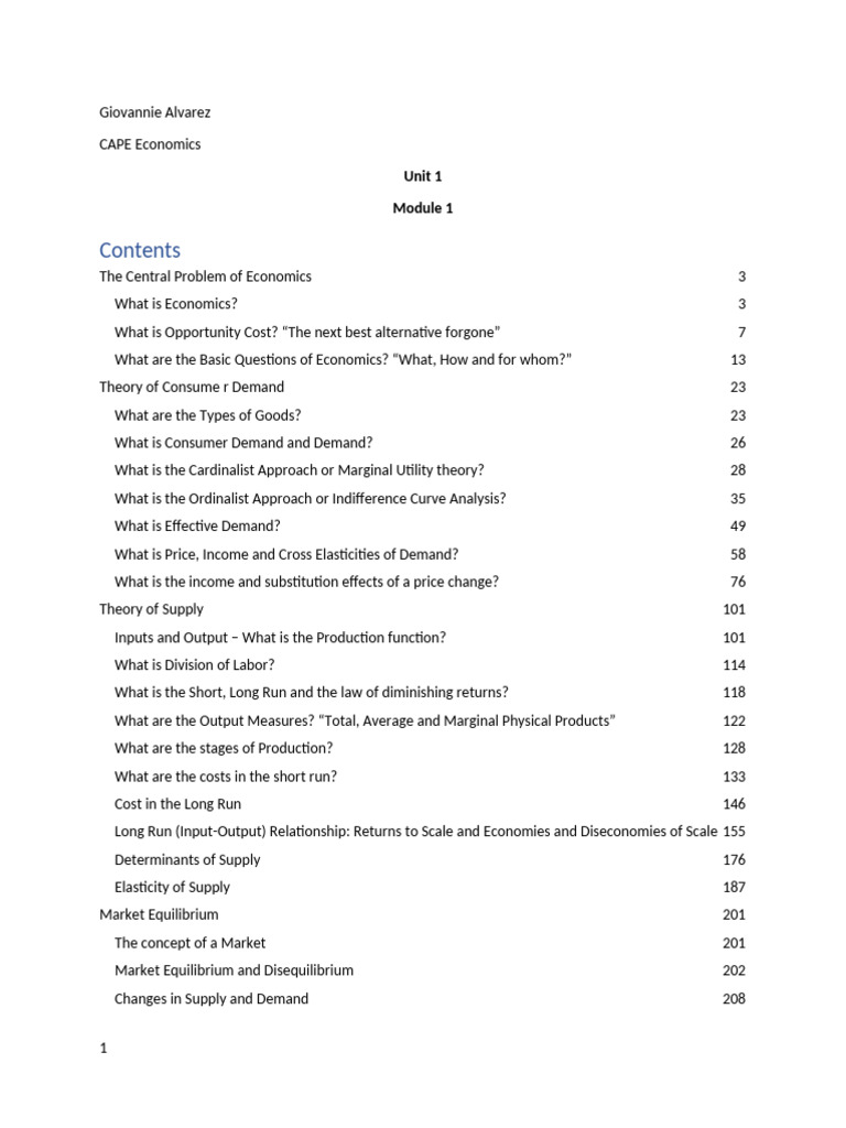 Economics Module 1 Unit 1 | PDF