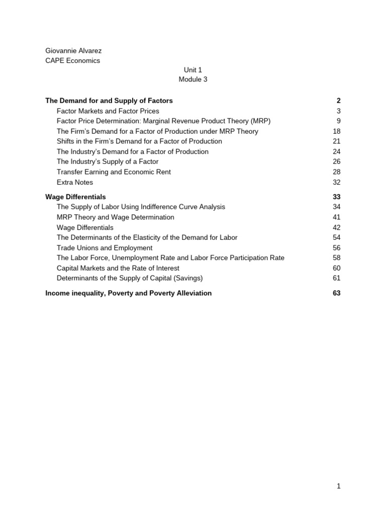 Economics Unit 1 Module 3 | PDF