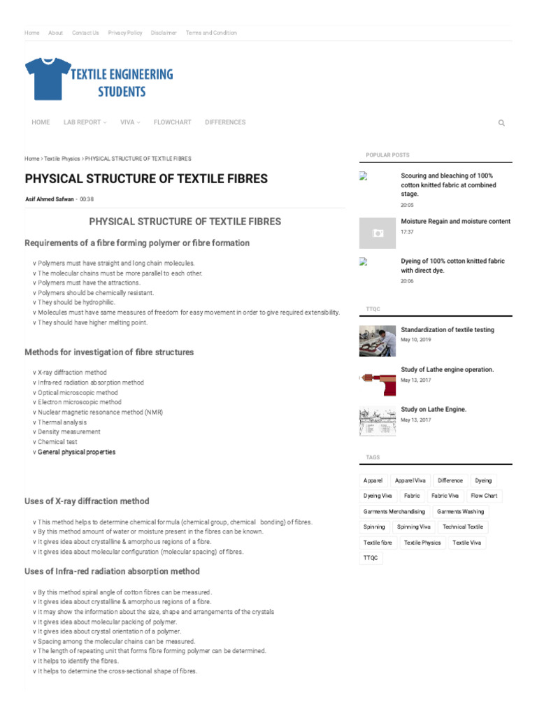 Physical Structure of Textile Fibres | PDF