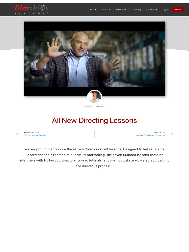 All New Directing Lessons - Filmskills Academic | PDF