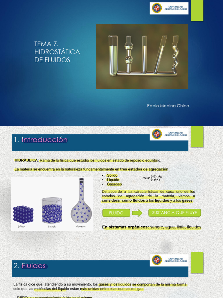 TEMA 7. HIDROSTATICA DE FLUIDOS | PDF