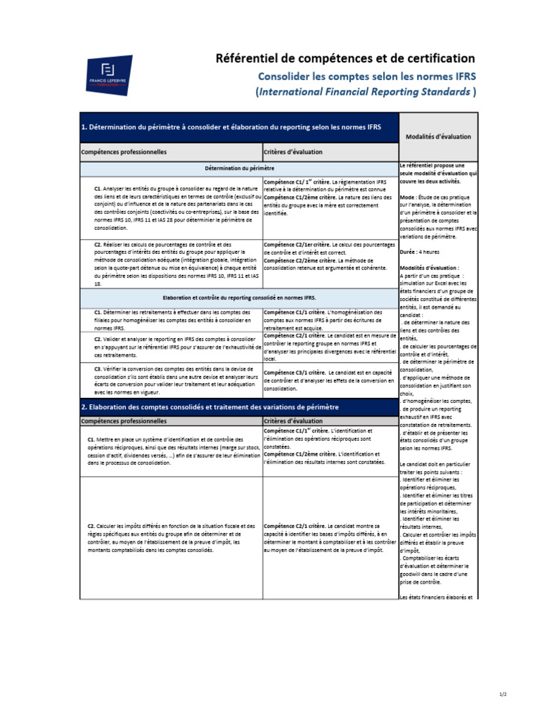 Referentiel Consolider Selon Les Normes IFRS | PDF