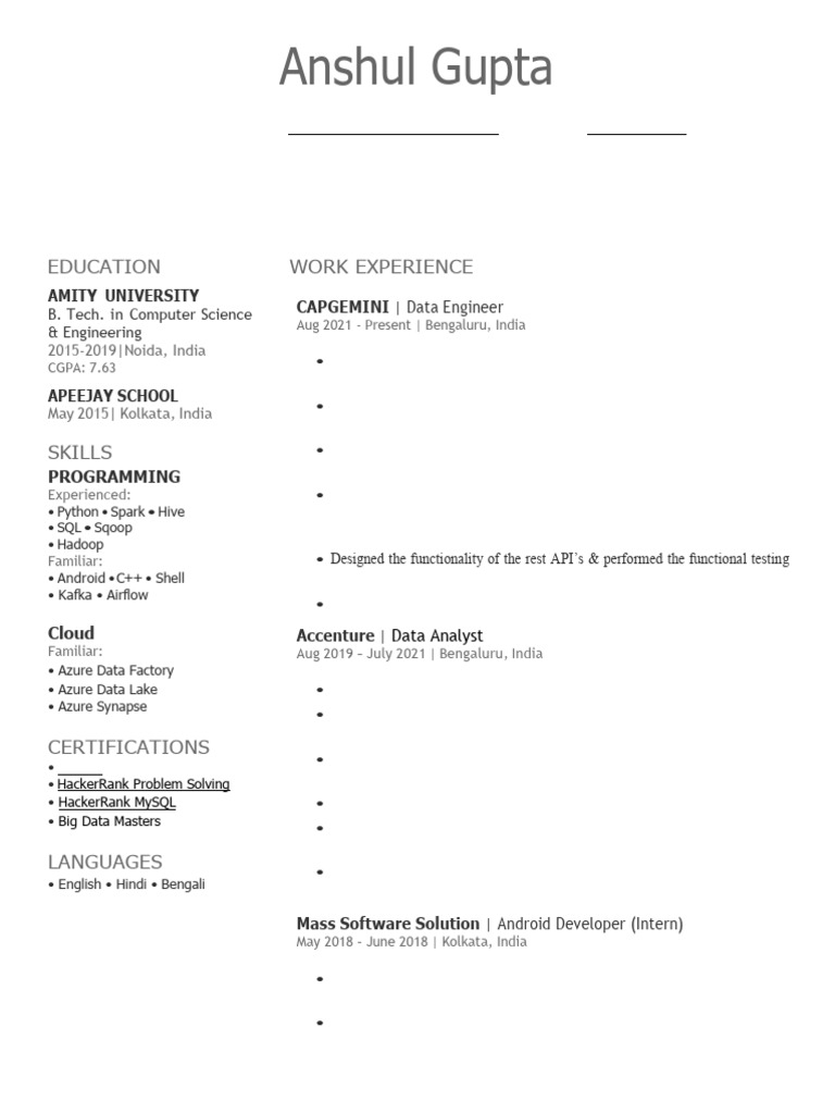 Anshul Gupta-Bigdata | PDF