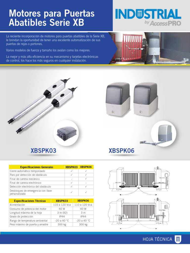 Motores Abatibles Serie XB: Especificaciones | PDF