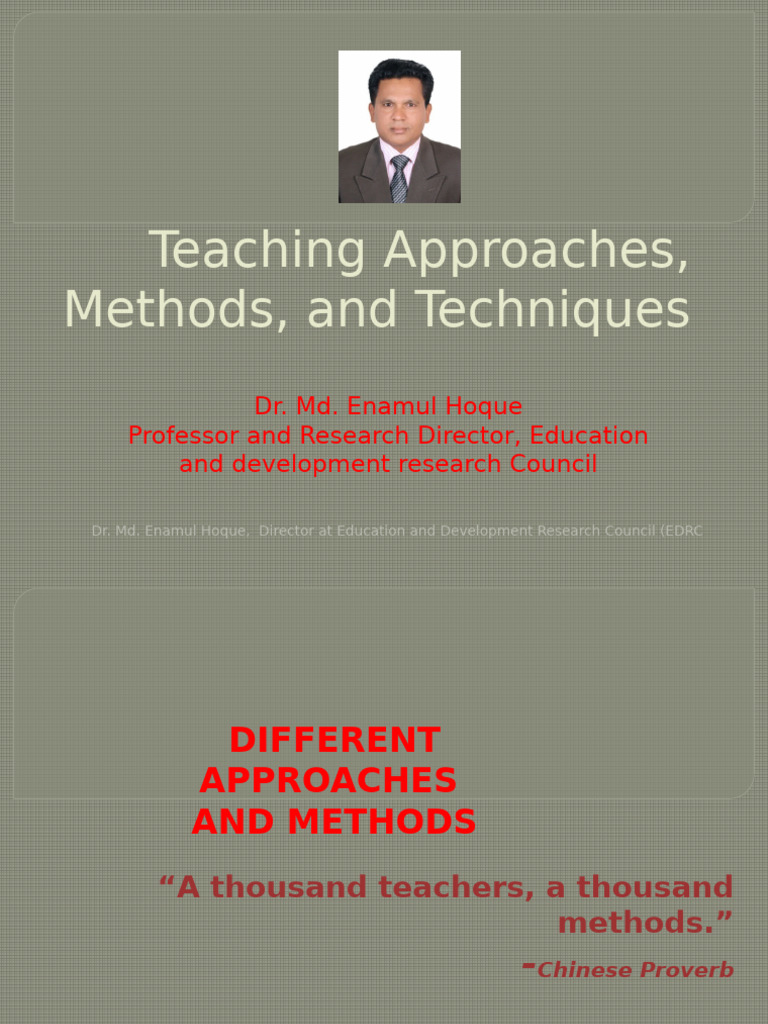 Teaching Approaches Methods and Techniques | PDF