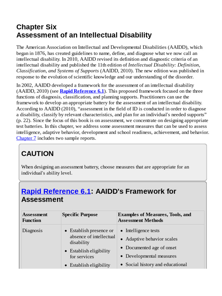 Assessment Intellectual Disability | PDF