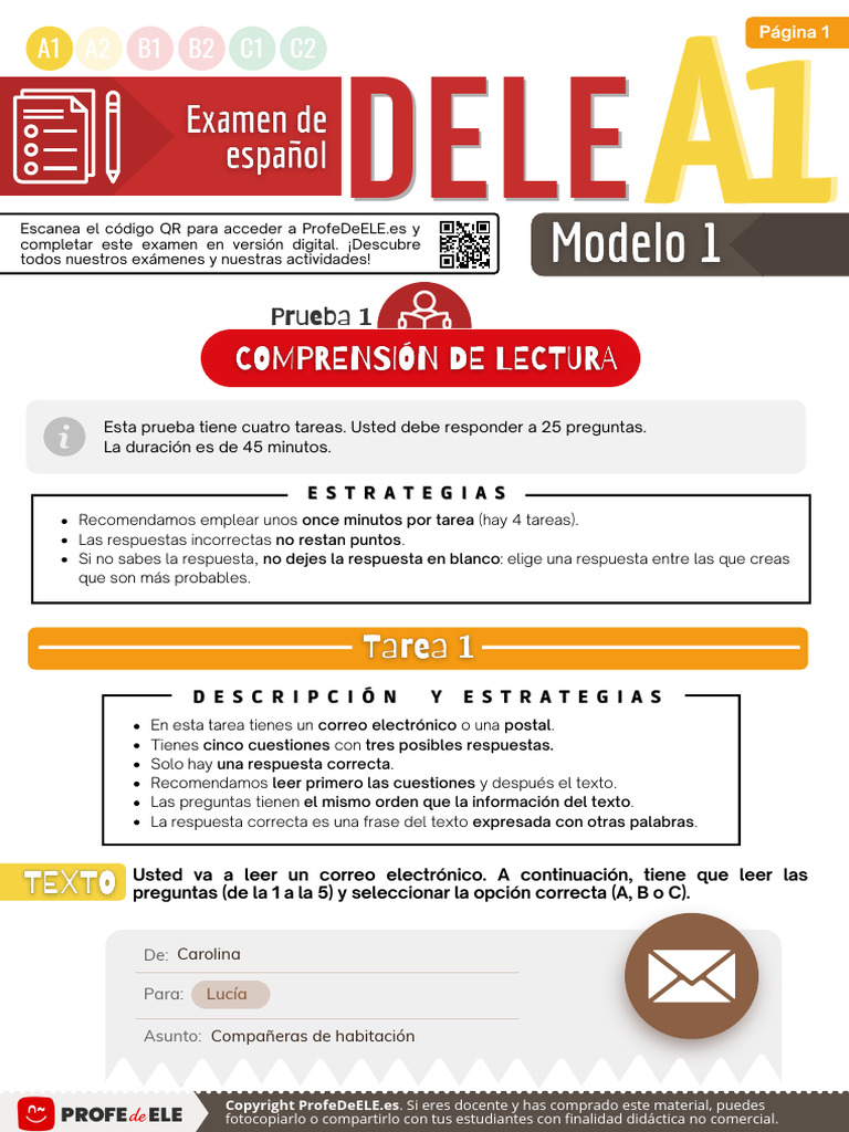 DELE A1 - Modelo 1 - Examen (v.1 | PDF