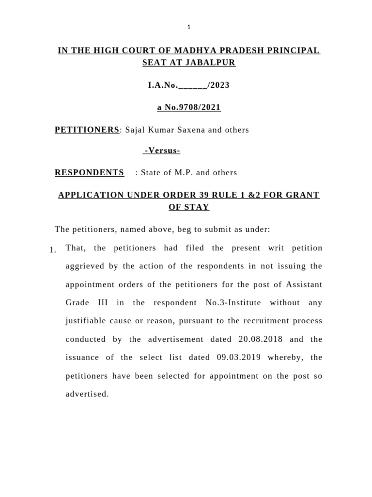 Sajal Kumar Stay Application | PDF