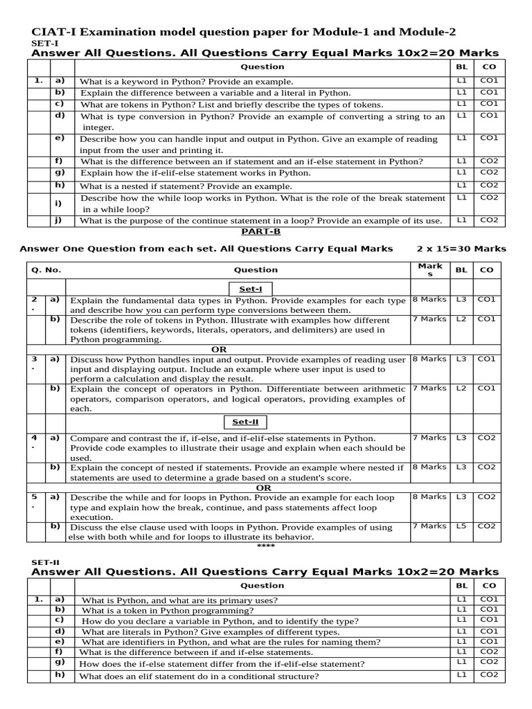 CIAT-I Python Programming | PDF