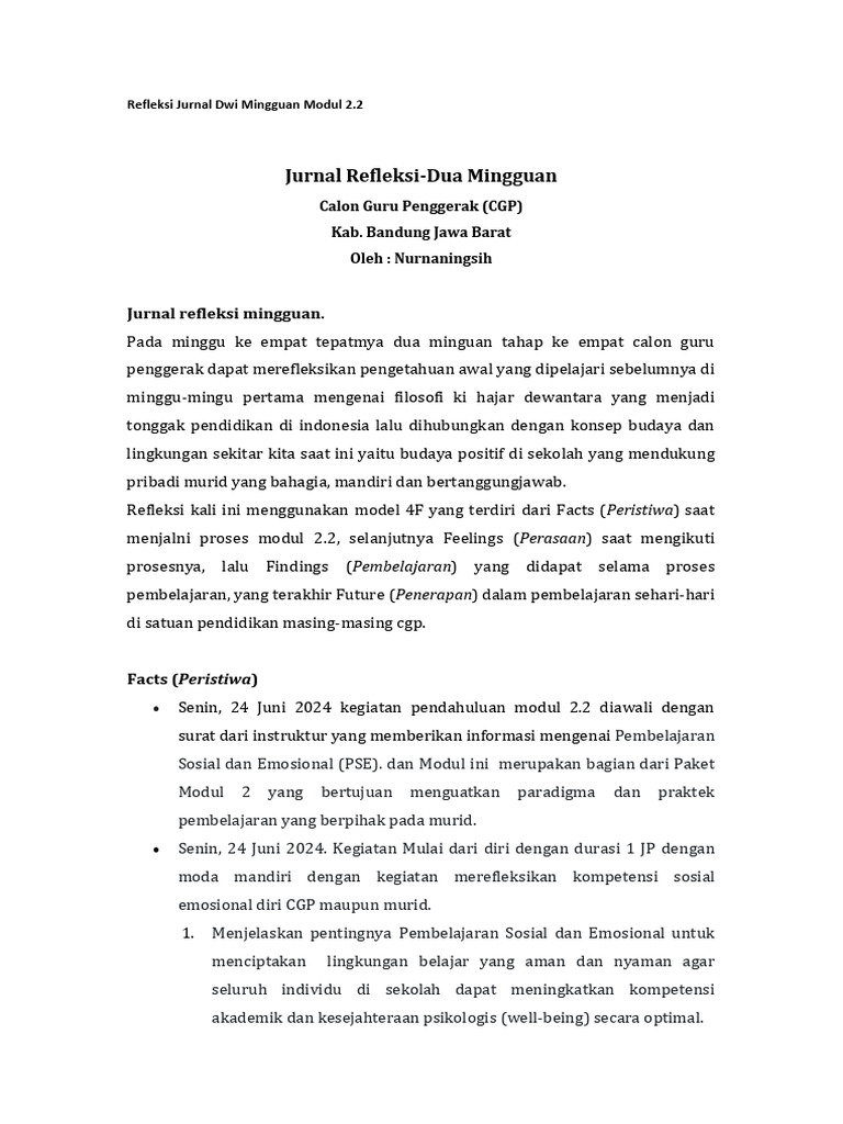 Refleksi Jurnal Dwi Mingguan Modul 2.2 | PDF