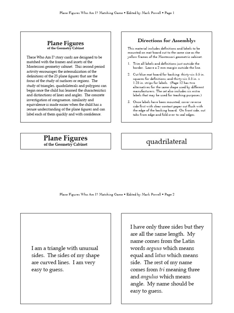 Plane Figures Who Am I | PDF