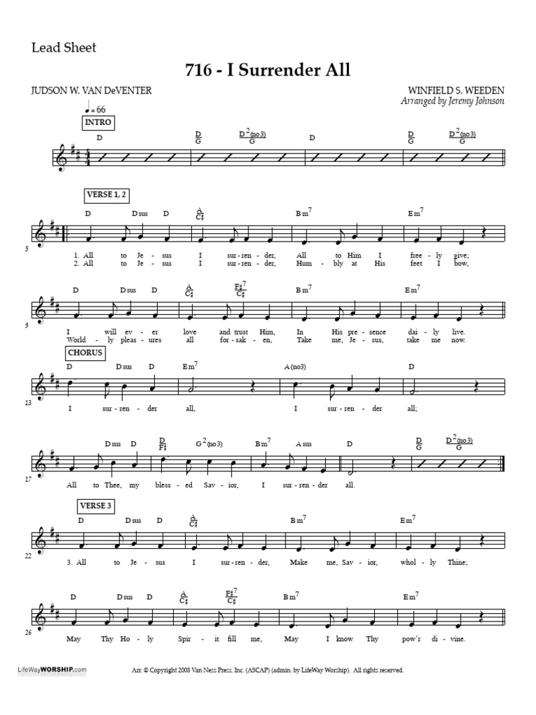 716 - I Surrender All: Lead Sheet | PDF