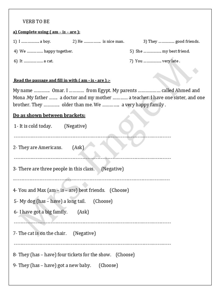 Verb To Be and Present Simple Exercises | PDF | Linguistic Typology ...