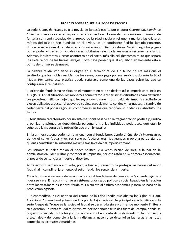 Treball 2 - Joc de Trons | PDF