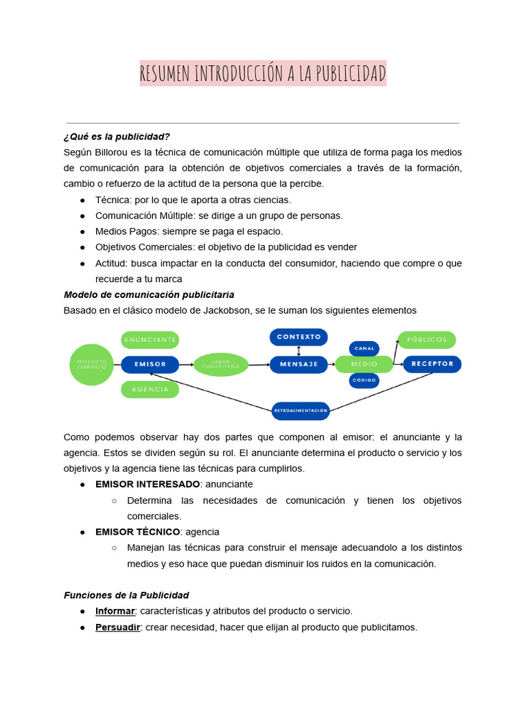 Resumen Intro A La Publicidad | PDF