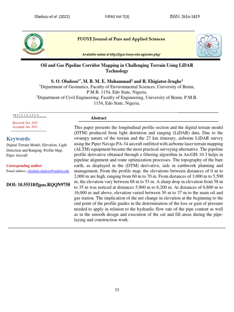 Oil and Gas Pipeline Corridor Mapping in | PDF | Lidar | Topography