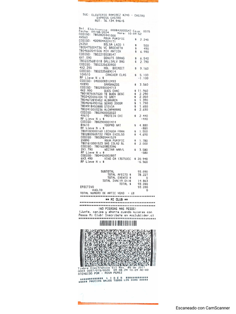 Boleta Líder Coffei | PDF