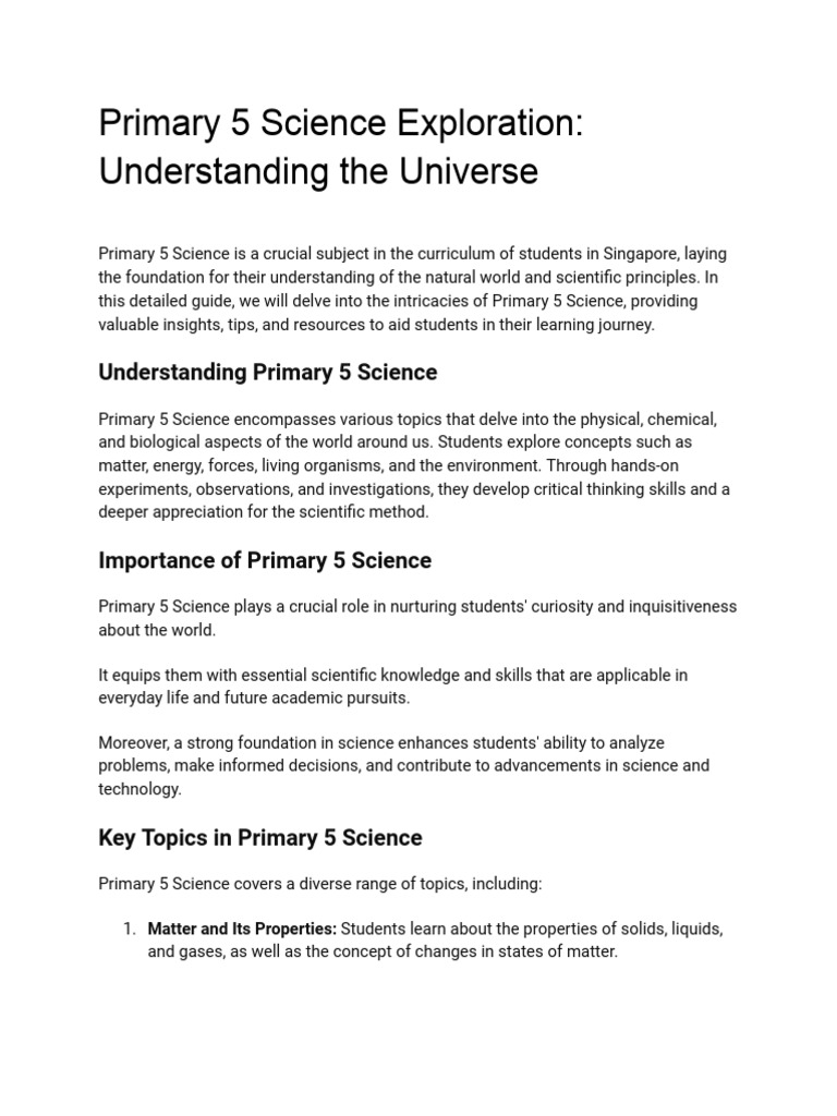Primary 5 Science 1 | PDF