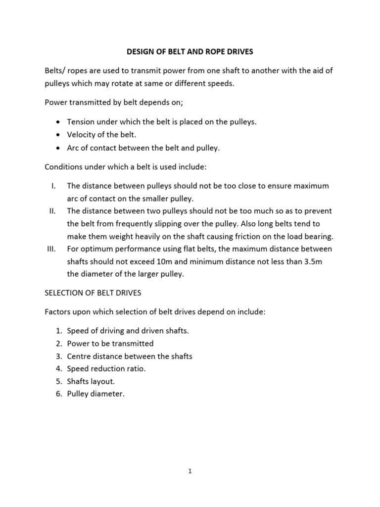 Belt and Rope Drives | PDF