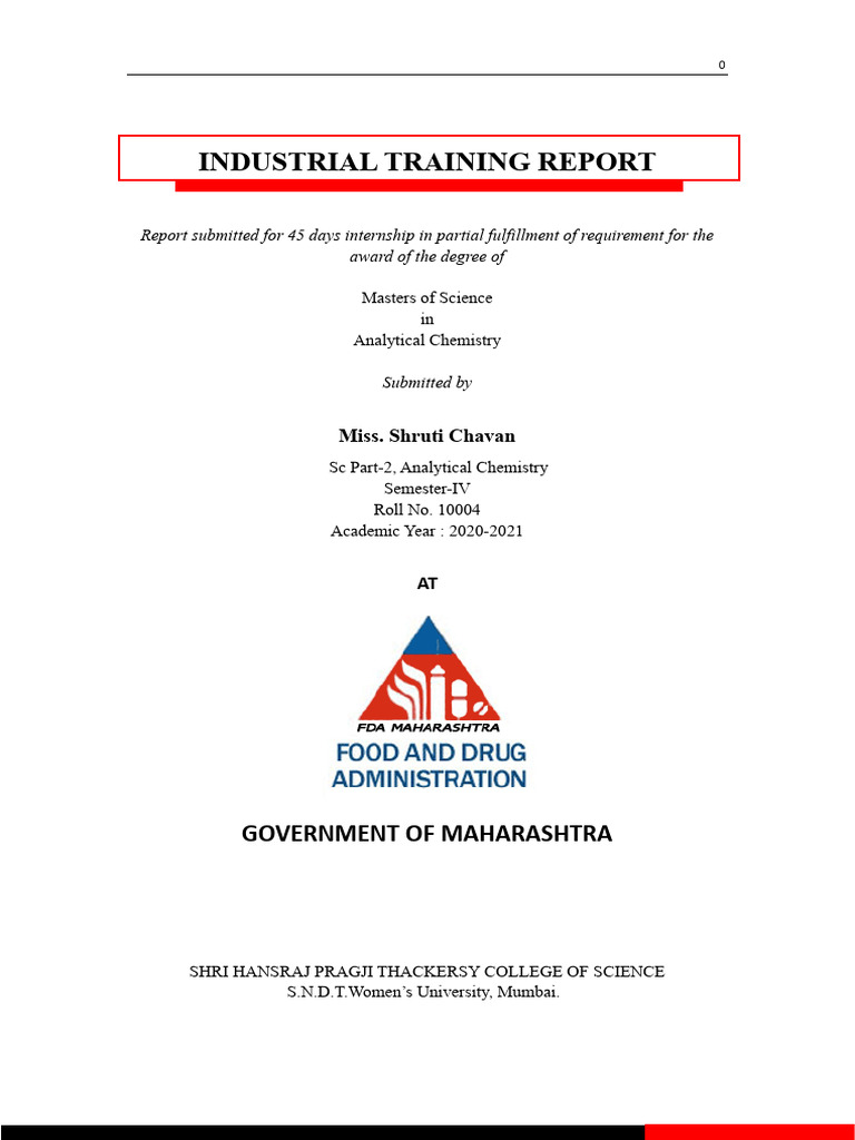 04-Industrial Training Report (FDA) | PDF