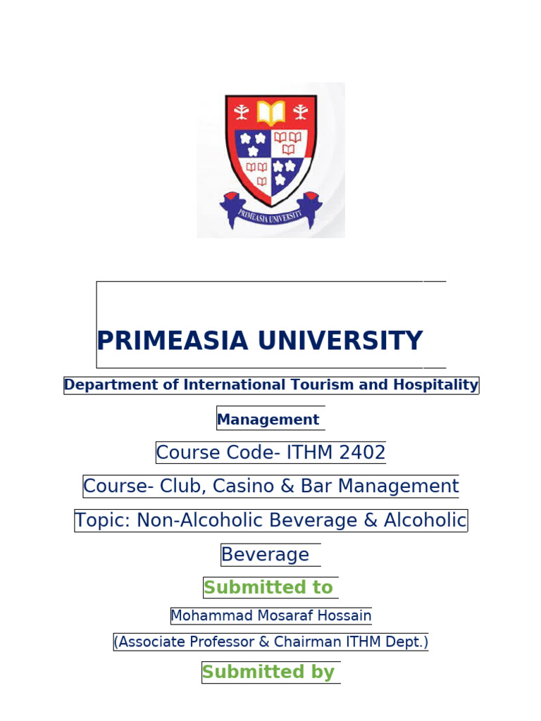 Non-Alcoholic Bev. & Alcoholic Bev Assignment | PDF