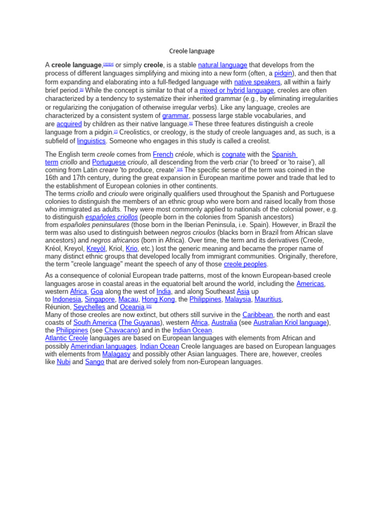 Creole Language | PDF