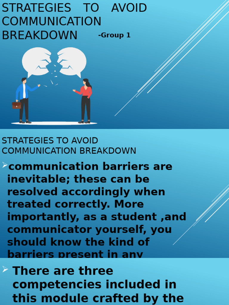 Strategies To Avoid Communication Breakdown GROUP1 O.C | PDF