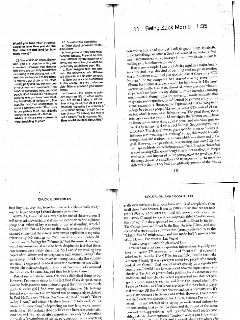 Klosterman - Being Zack Morris | PDF