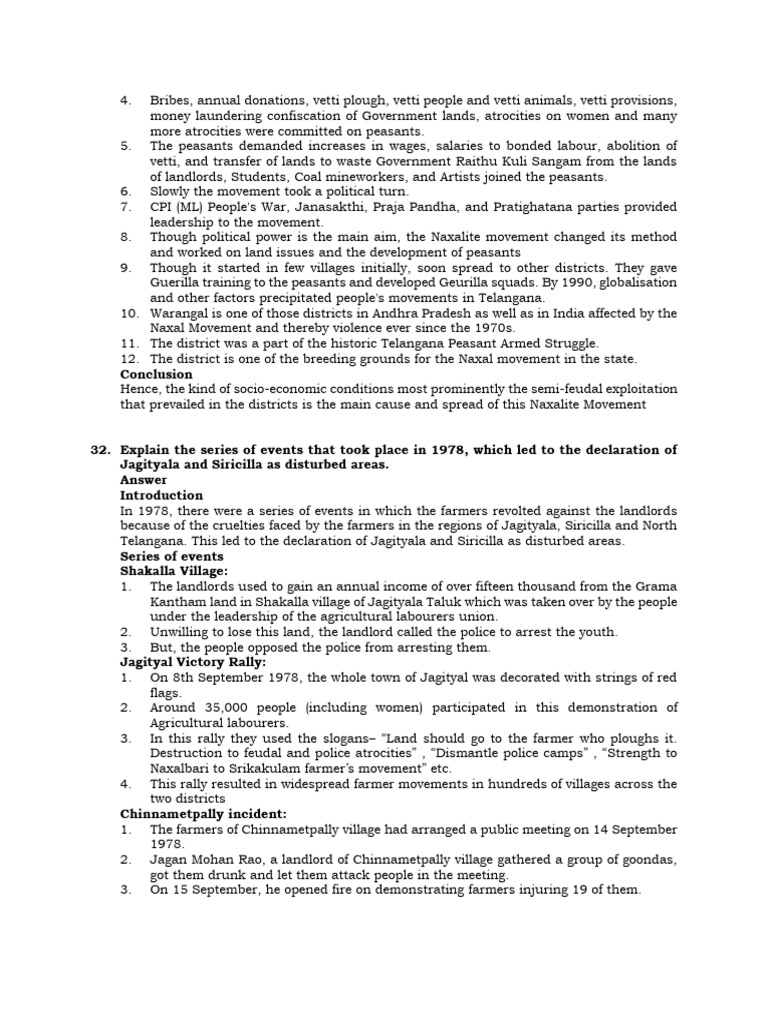 TSPSC-RRP-Mains-TELANGANA-MOVEMENT (dragged) 4 | PDF