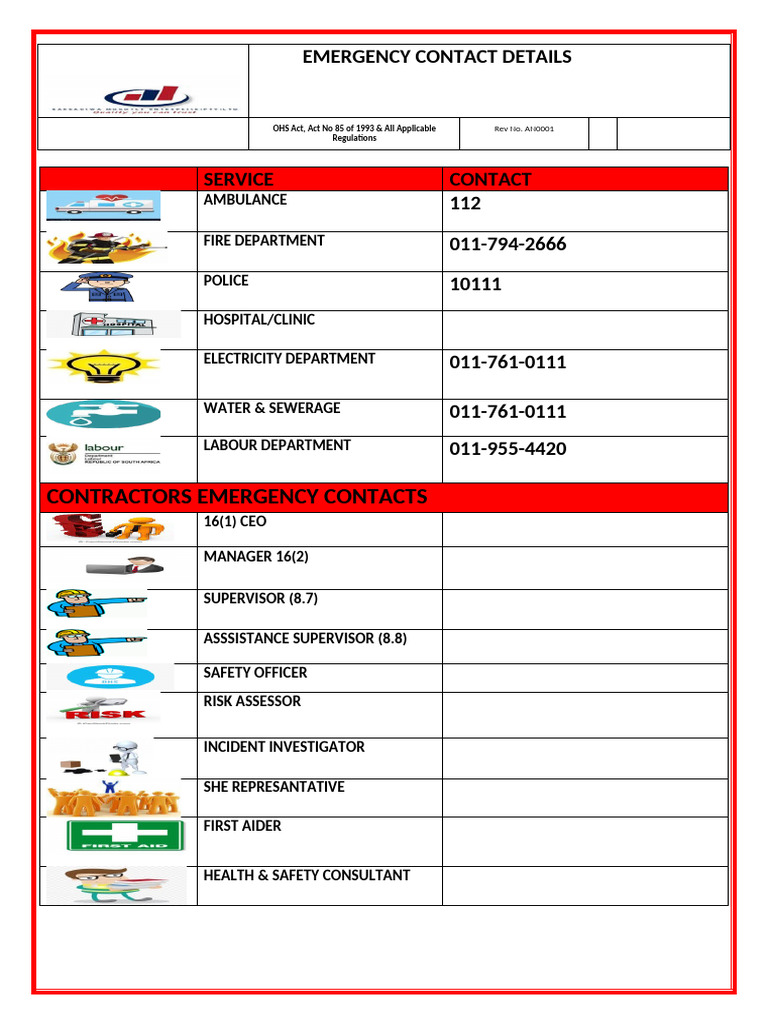 Emergency Contact Number | PDF