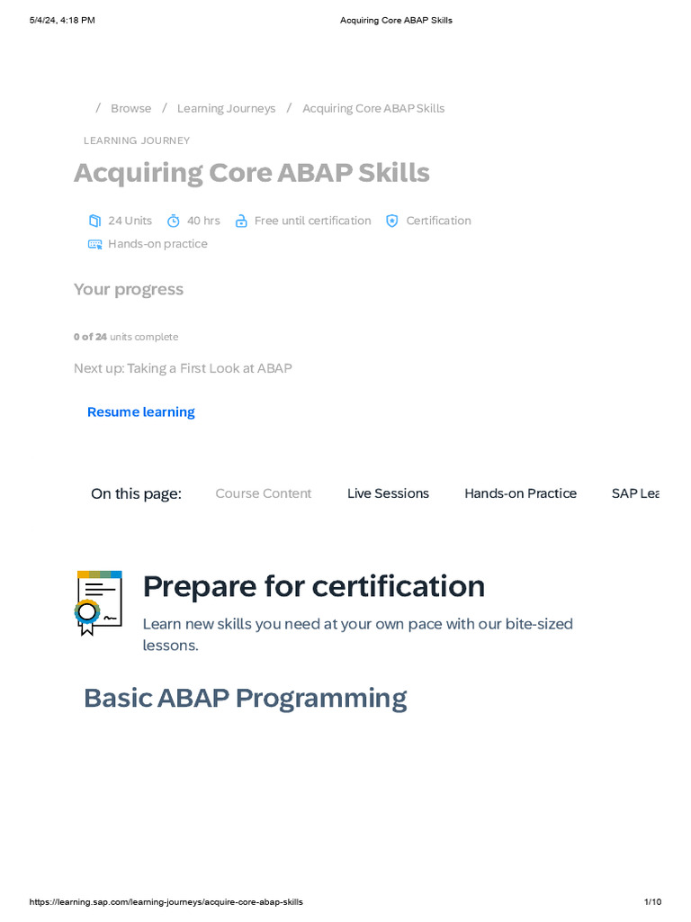 Acquiring Core ABAP Skills | PDF